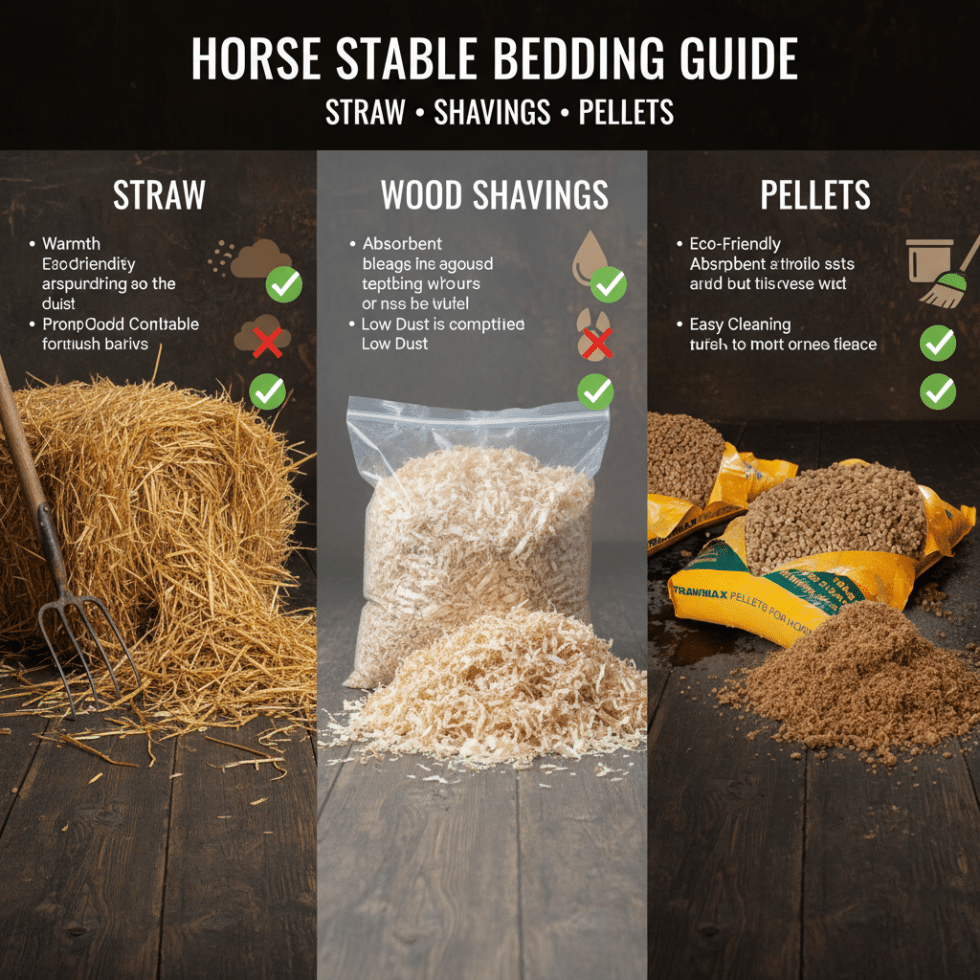A Guide to Horse Stable Bedding: Comparing Straw, Shavings & Pellets