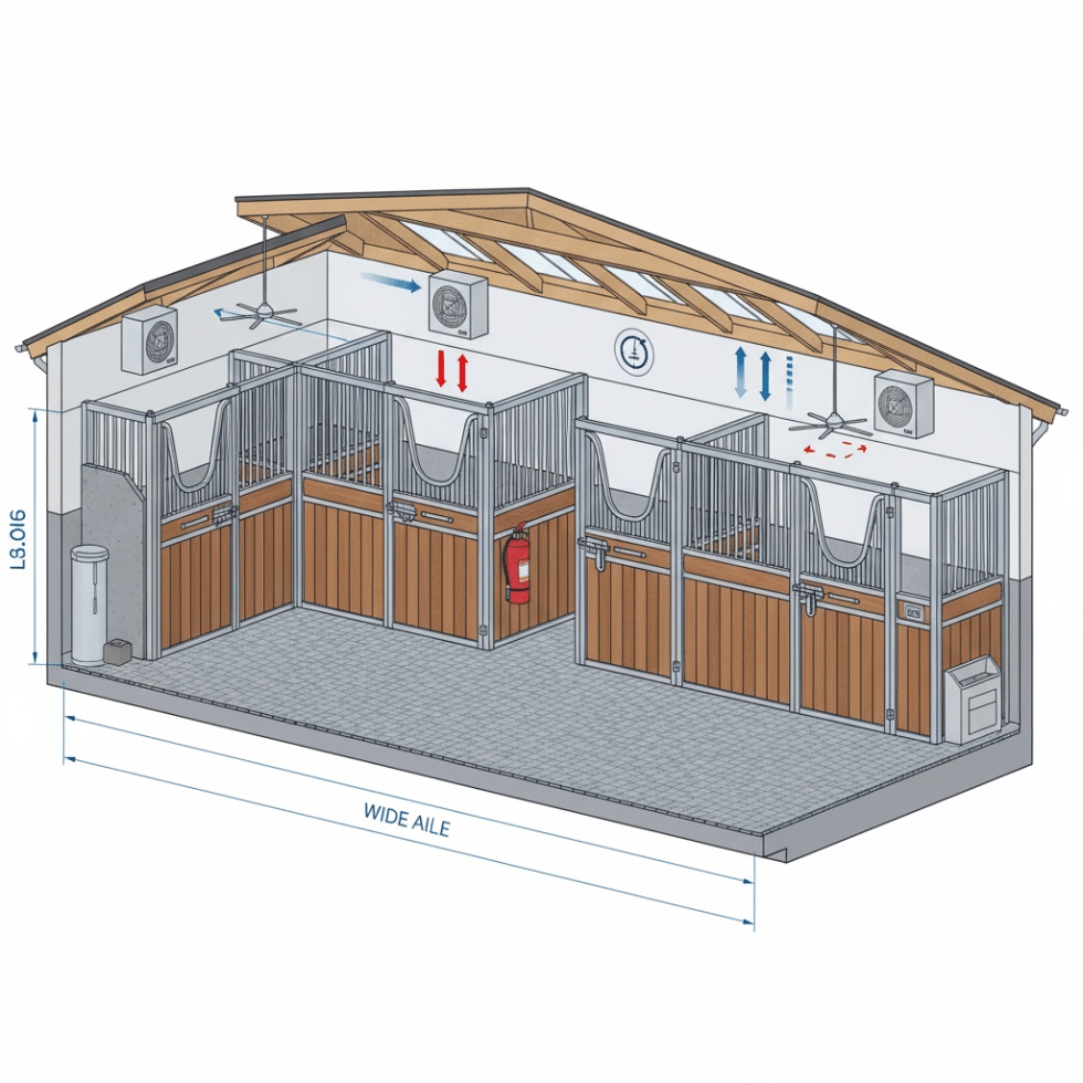 Horse Stables Design Guide: Layouts, Dimensions & Safety Specs