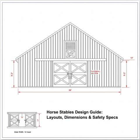 Horse Stables Design Guide: Layouts, Dimensions & Safety Specs