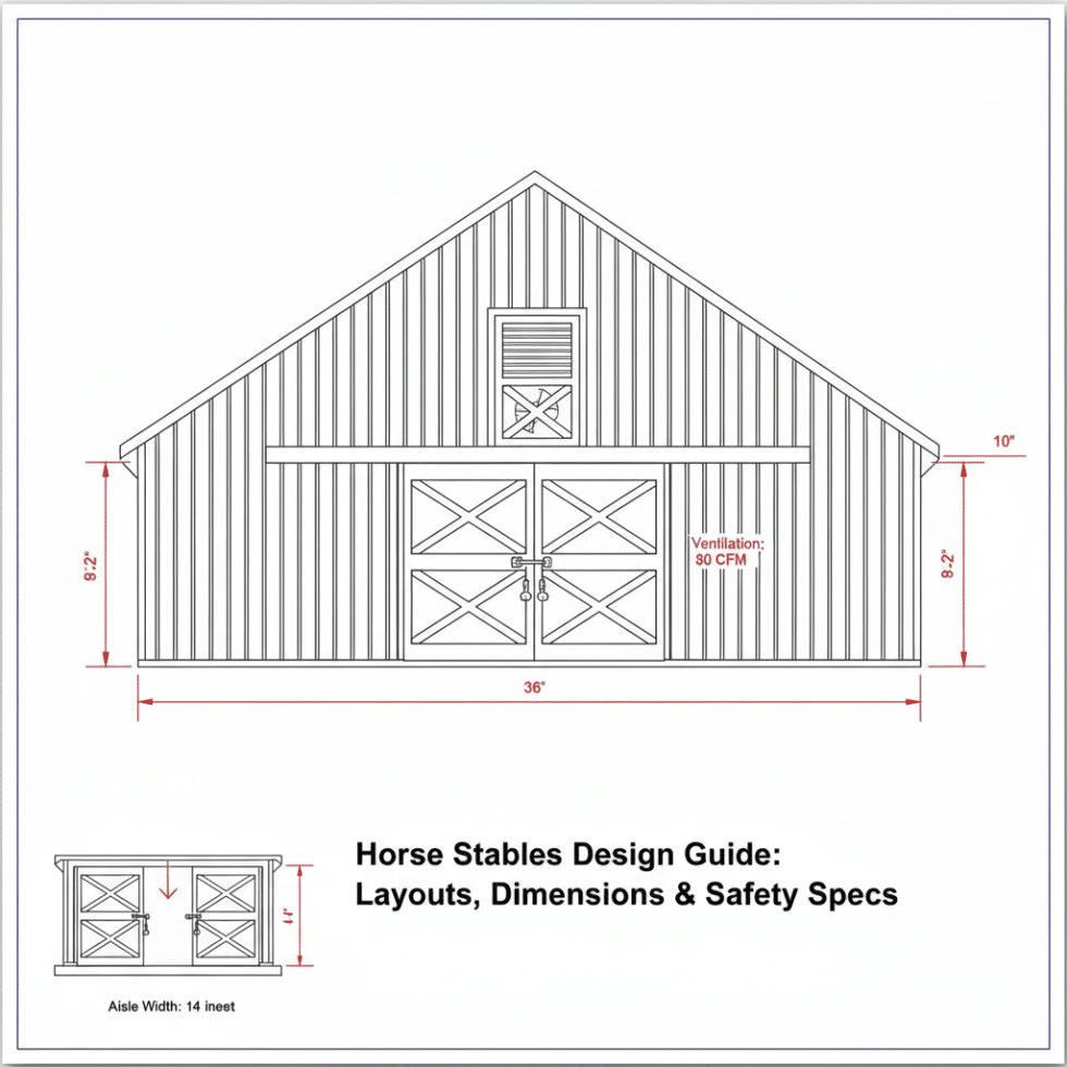 Horse Stables Design Guide: Layouts, Dimensions & Safety Specs