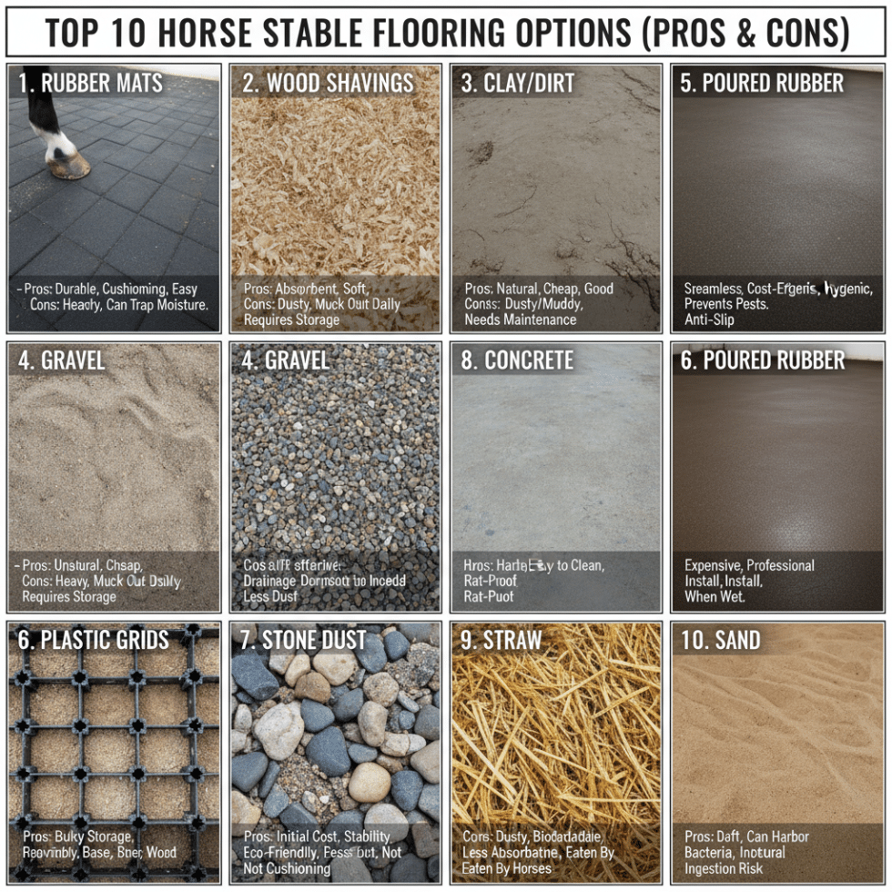 Top 10 Horse Stable Flooring Options (Pros & Cons)